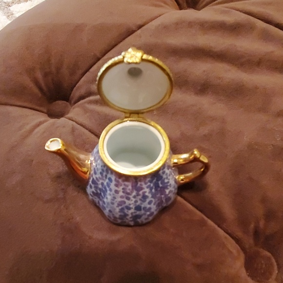 Limoges | Other | Limoges France Blue Gold Mini Teapot | Poshmark